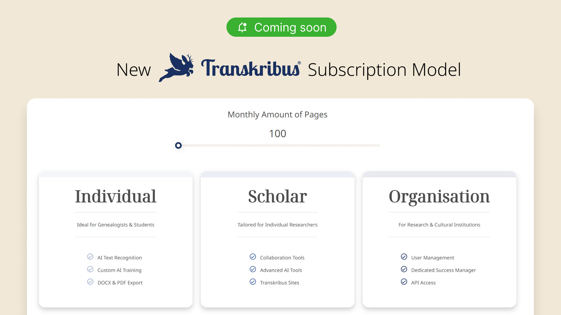 Coming Soon: Exciting Changes to Transkribus Subscription Plans! - READ-COOP