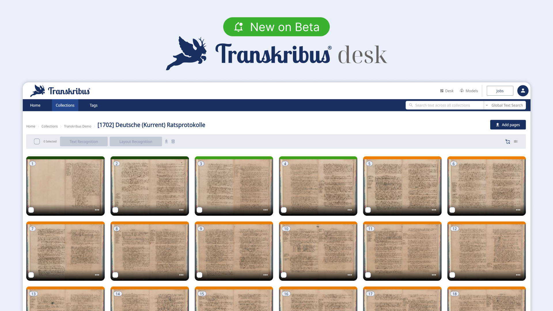 Try out the Transkribus Next Gen Desk on our Beta - READ-COOP